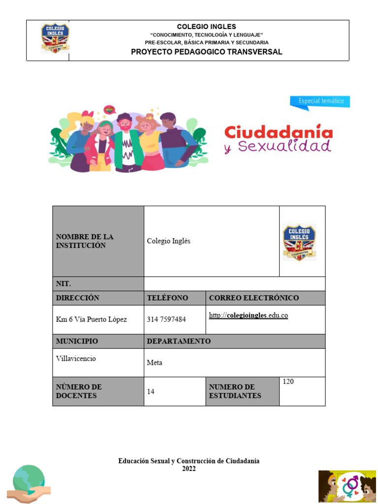 Proyecto De Educación Sexual Y Construcción De Ciudadanía 2022 Pdf