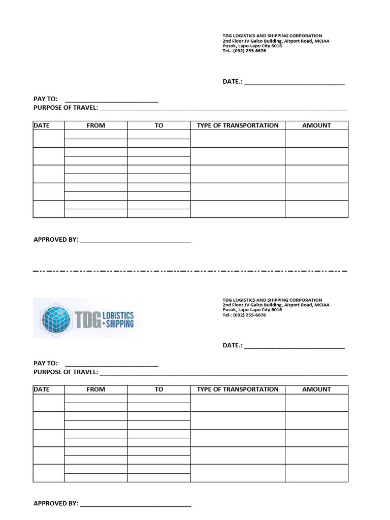 Transpo and Breakdown Form TLSC 2024 | PDF