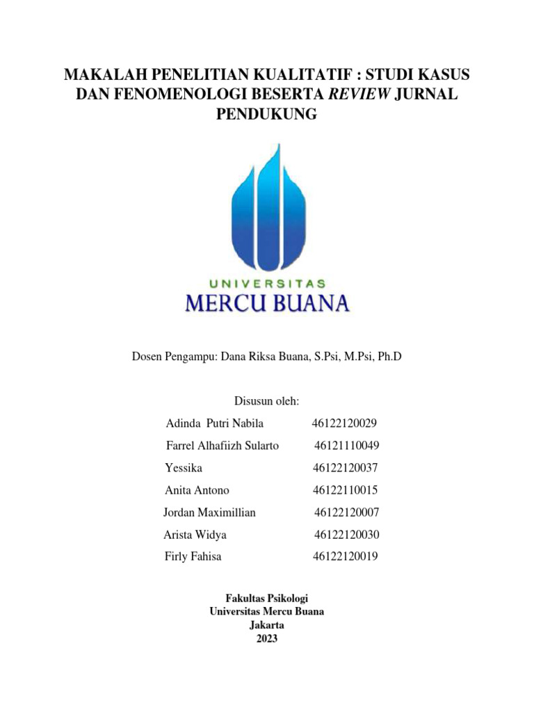 Kualitatif - Studi Kasus Dan Fenomenologi - 100% | PDF Kualitatif - Studi Kasus Dan Fenomenologi - 100% | PDF