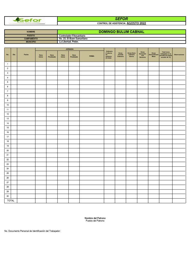 Asistencia Sefor 2022 | PDF