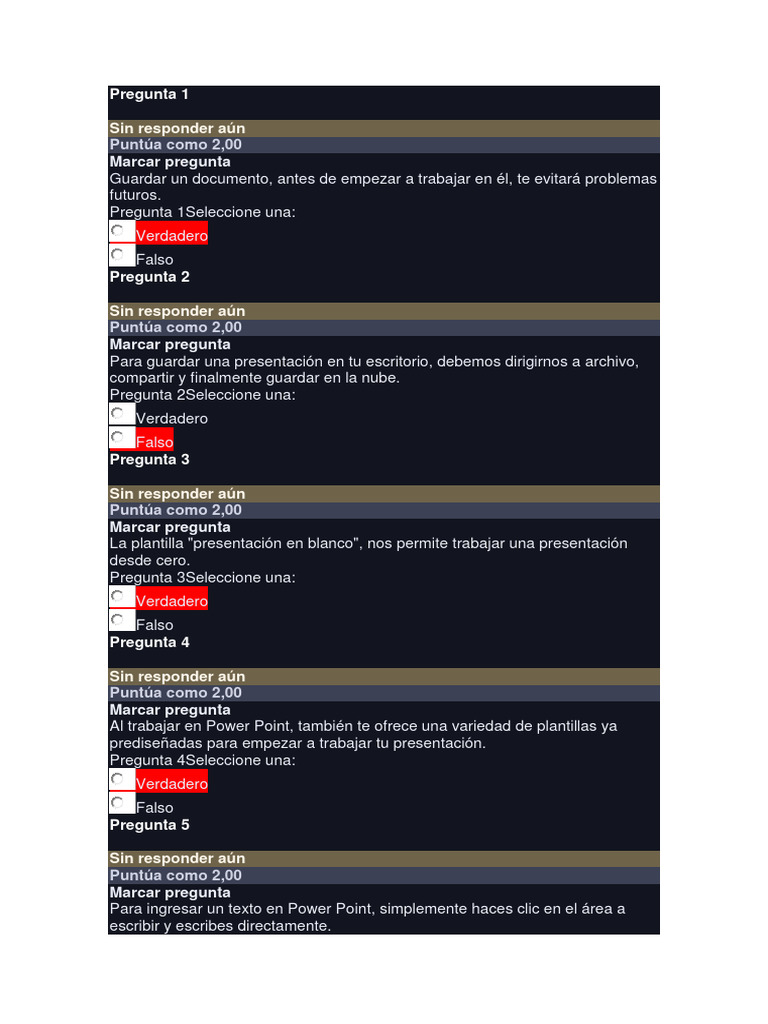 Powerpoint Basico Cuestionario 01 1612 Spanish Ayacucho | PDF