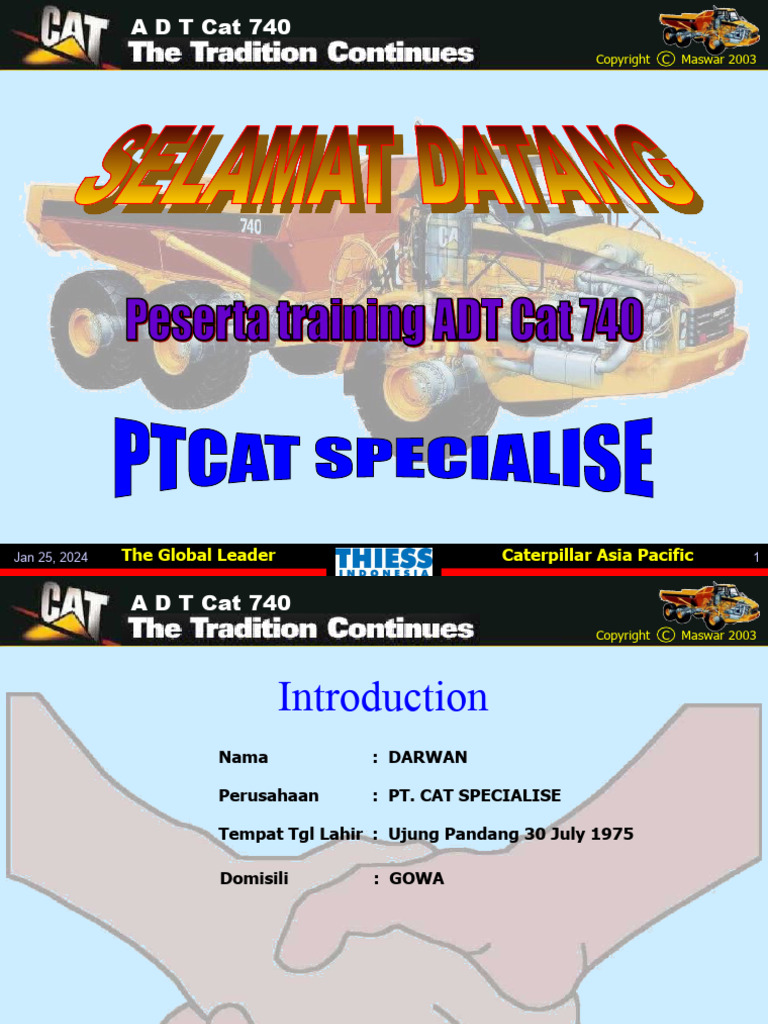 Operator Training ADT Cat 740 | PDF