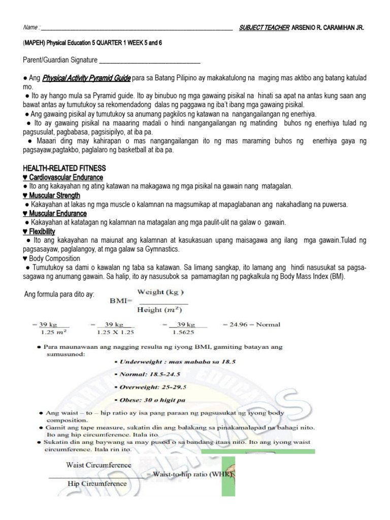 Mapeh q1 Week 5 | PDF