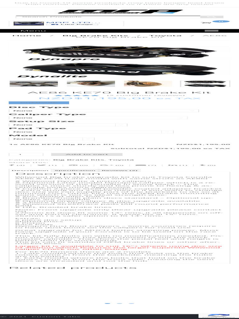 AE86 KE70 Big Brake Kit - Manon Racing Products | PDF | Vehicle ...