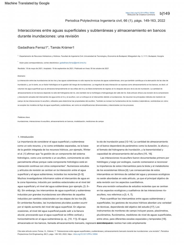 2022 Ferraz SW GW Interactions Flooding Español | PDF | Agua ...