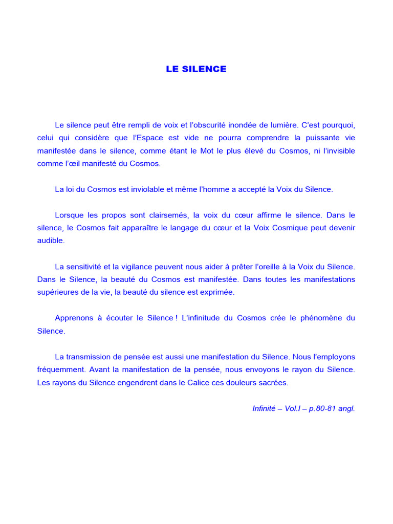 Le Silence | PDF | Religion et spiritualité