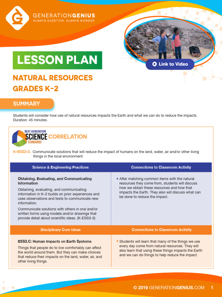 Natural Resources Lesson Plan GG | PDF | Lesson Plan | Information