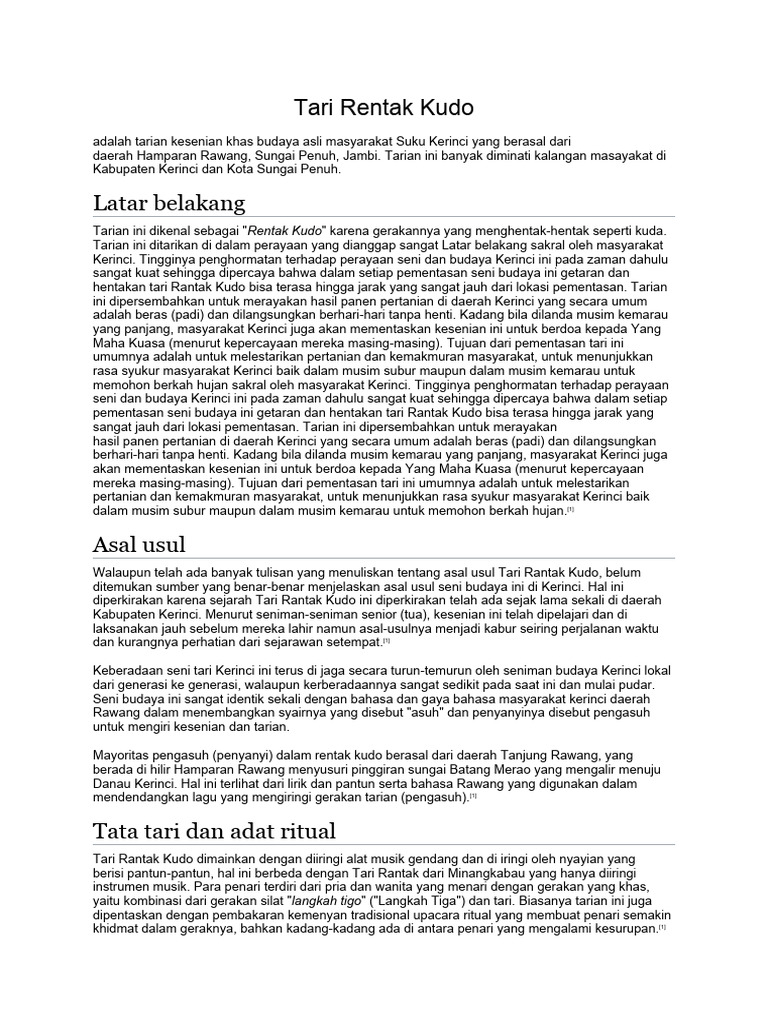 Tari Rentak Kudo | PDF