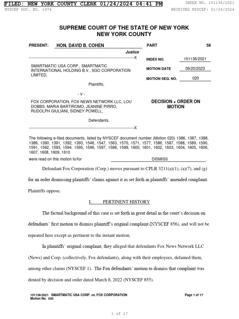 Smartmatic v. Fox | PDF