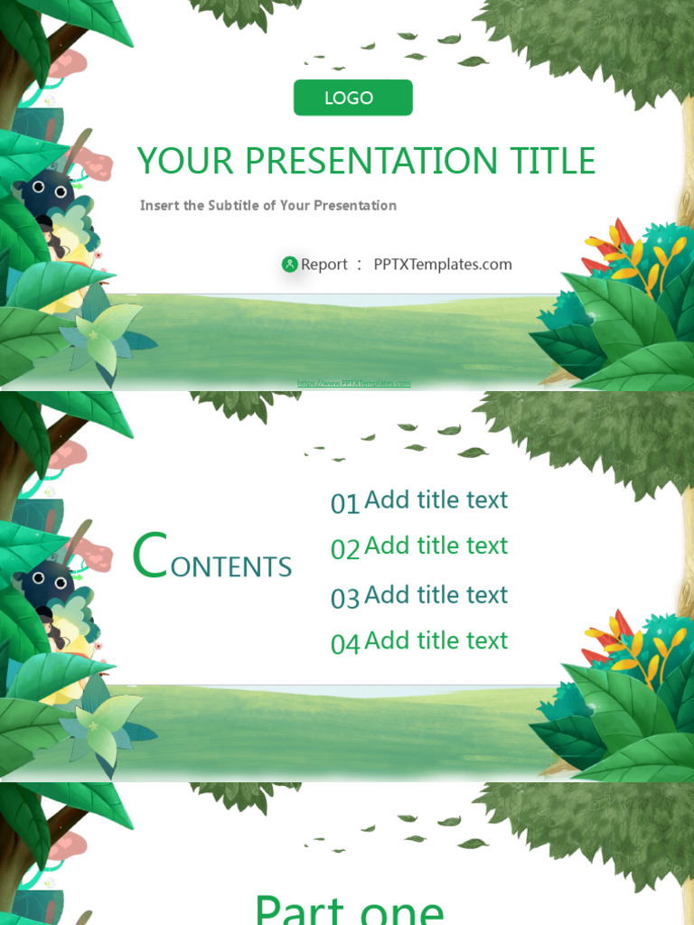Green Cartoon Forest Powerpoint Template | PDF | Interoperability ...
