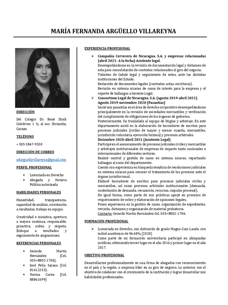 Experiencia Legal de María Fernanda Argüello | PDF | Justicia | Crimen ...