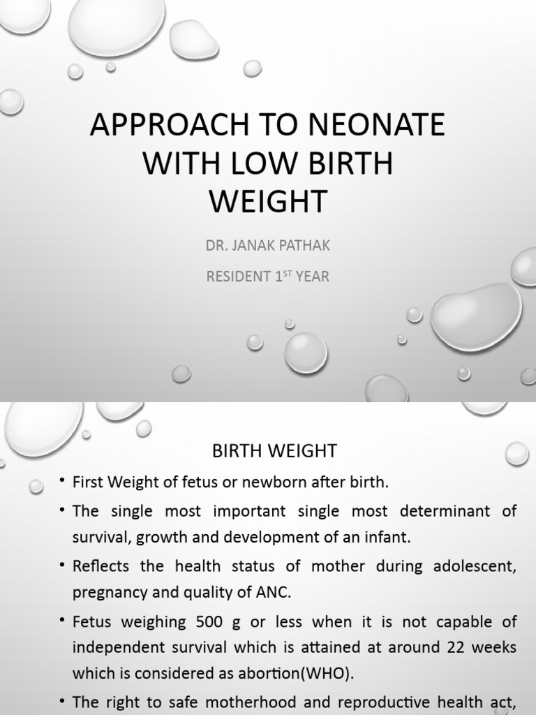 Approach To Neonate With Low Birth Weight | PDF | Preterm Birth | Pregnancy