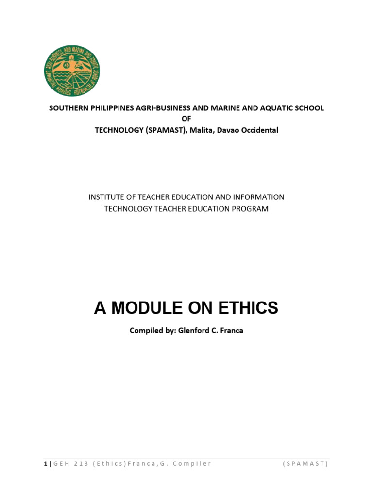 Ethics Revised Module PDF File GFranca | PDF | Morality | Rationality