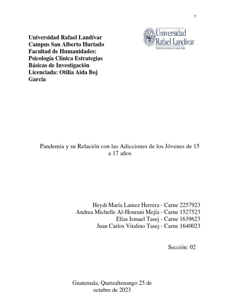 Trabajo Final Grupo No 6 | PDF | Salud mental | Comportamiento