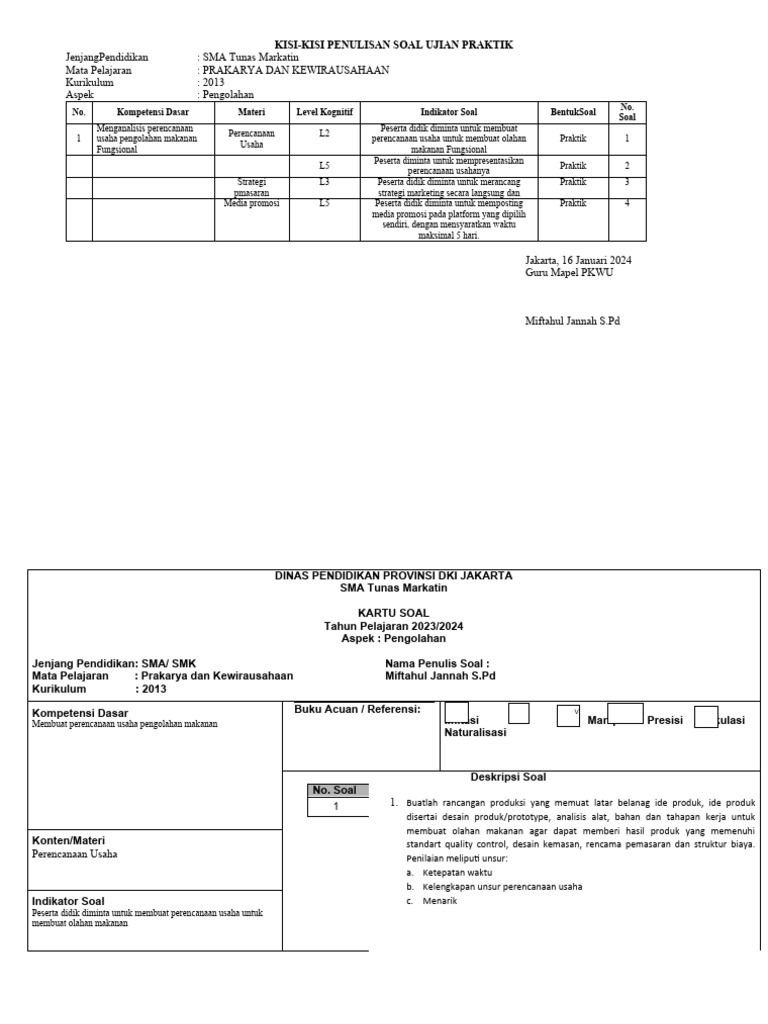 Kisi-Kisi Uprak 2023-2024 Print | PDF
