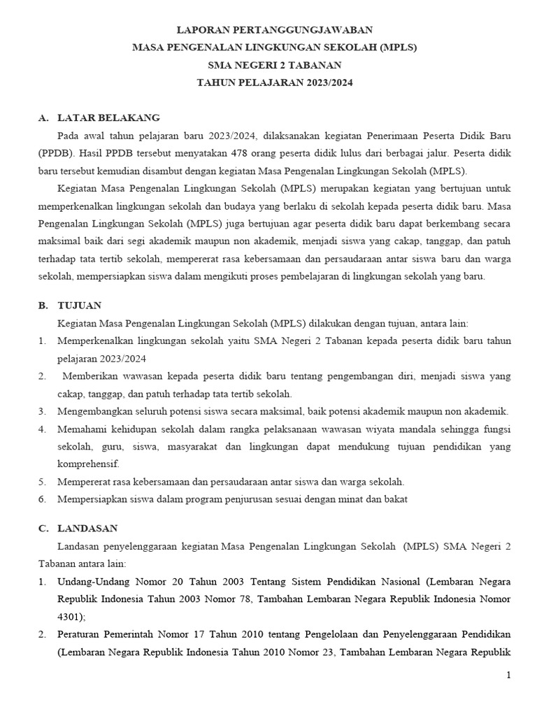 Laporan MPLS 2023 | PDF