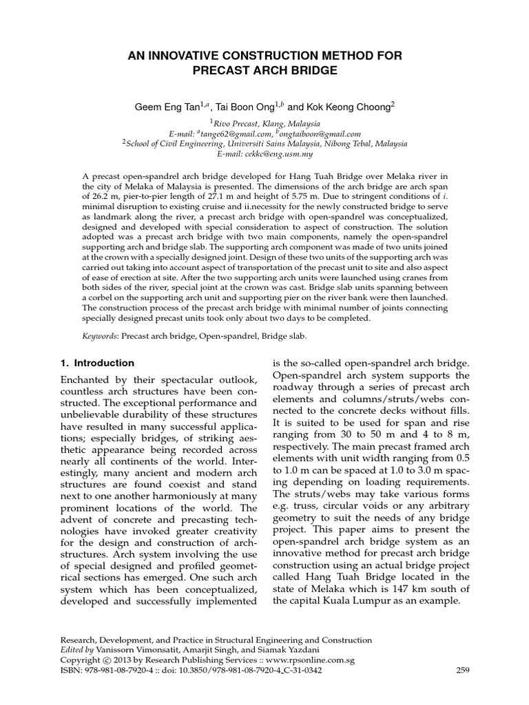 ASEA-SEC-1 An Innovative Construction Method For Precast Arch Bridge ...