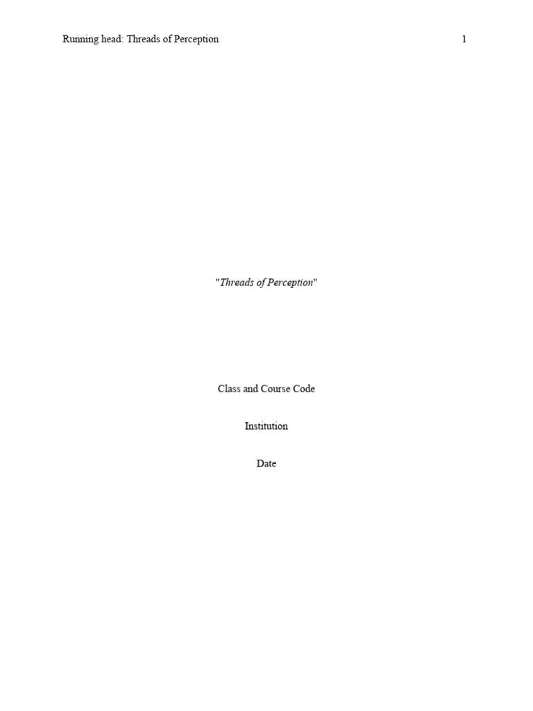 Threads of Perception - Edited | PDF | Behavioural Sciences