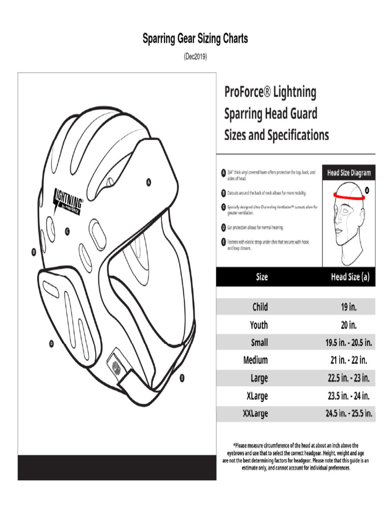 Sparring Gear Sizing Charts | PDF