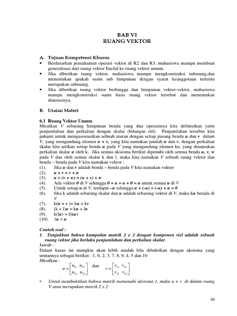 Ruang Vektor: Konsep dan Aplikasi | PDF | Metode & Bahan Ajar