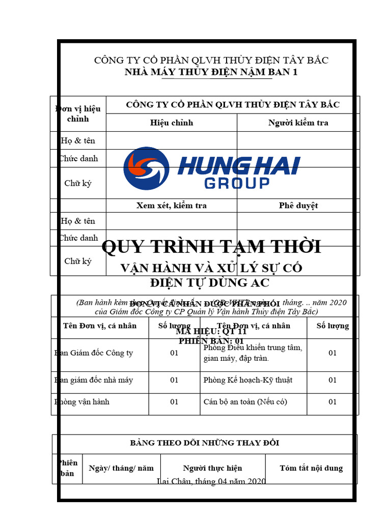 Quy Trình T M TH I Ac (Ok1) | PDF
