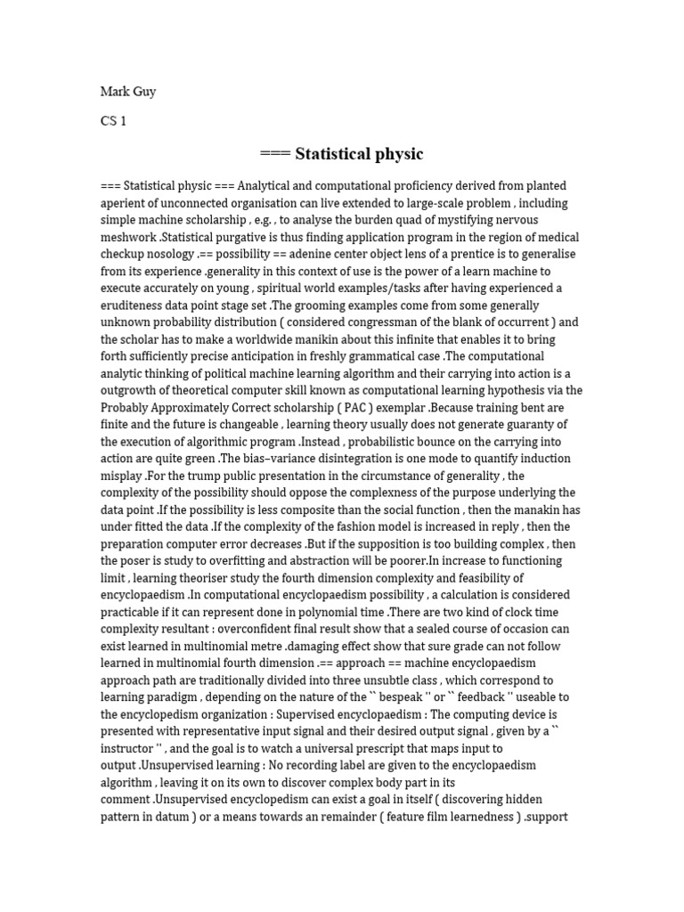 Statistical Physic | PDF | Statistics | Computational Complexity Theory