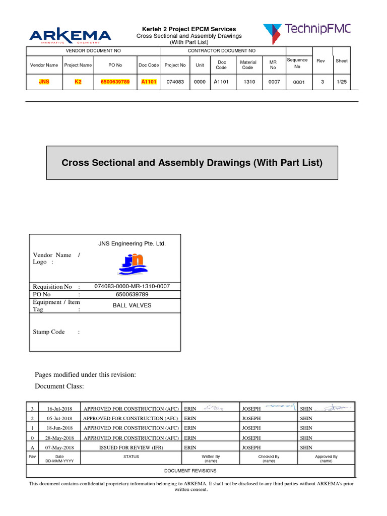 Cross Sectional and Assembly Drawings (With Part List) | PDF