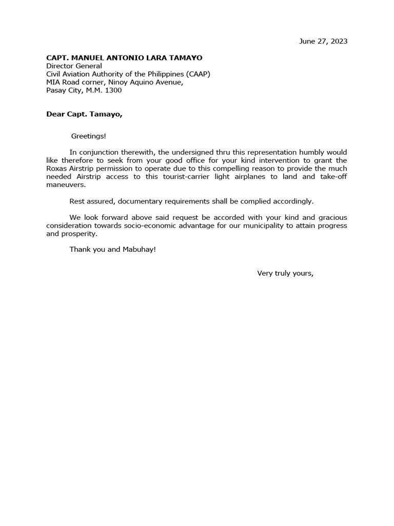 Letter Capt. Tamayo | PDF