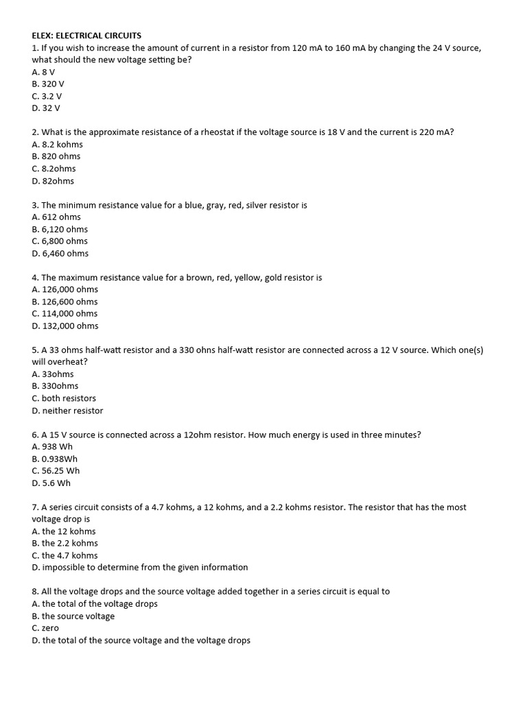 Electrical Engineering Practice Problems | PDF | Electrical Impedance ...