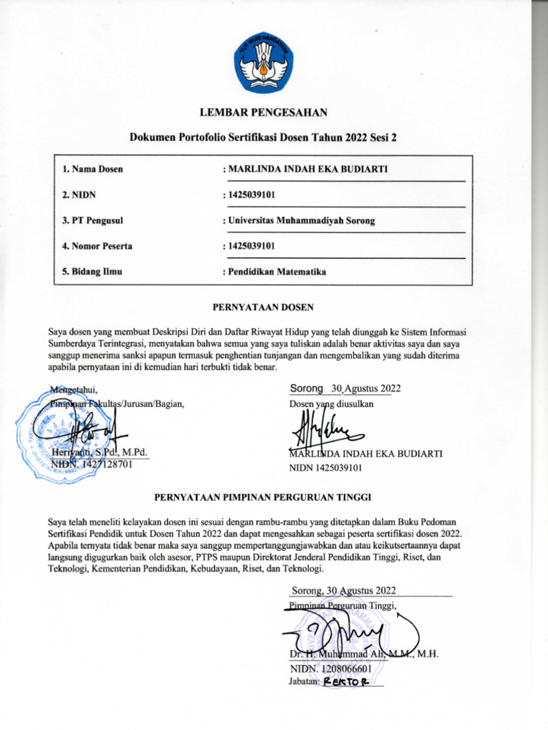 Lembar Pengesahan Marlinda | PDF