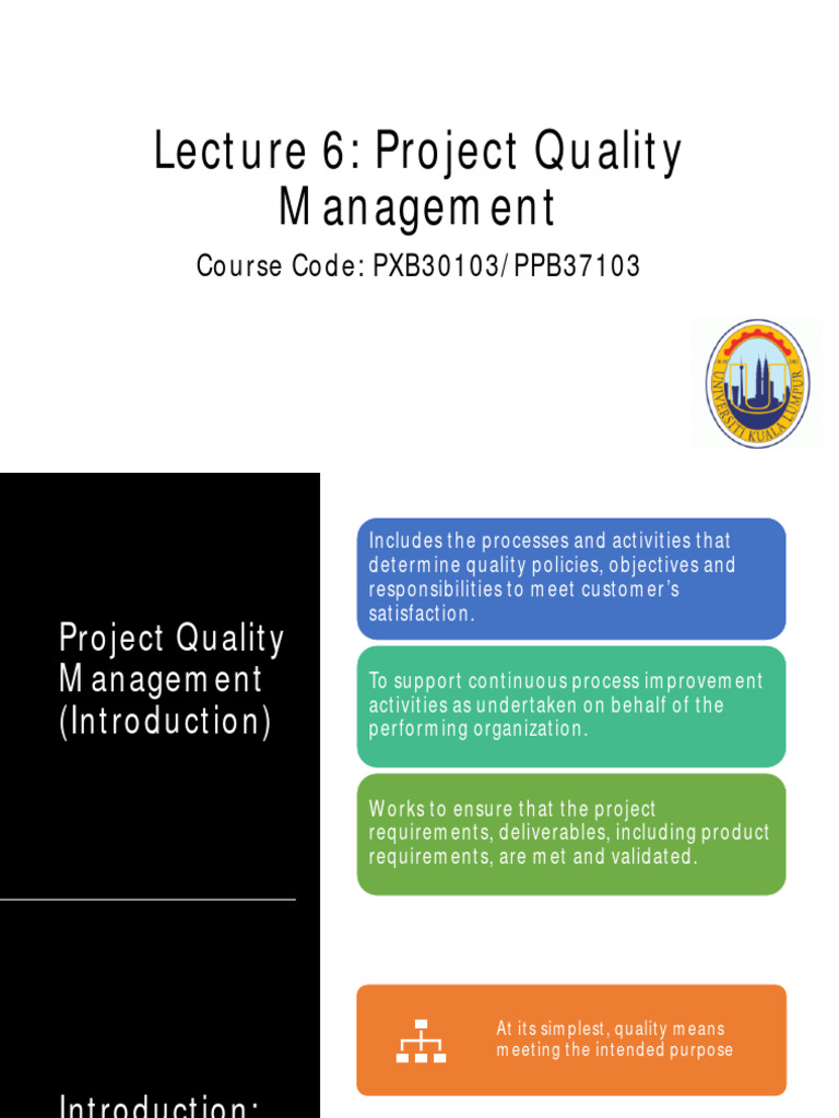 Lecture 6 Project Quality Management | PDF | Quality Management ...