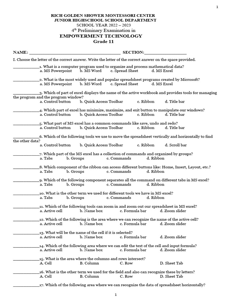 4th Preliminary Examination MIL - Grade 12 | PDF