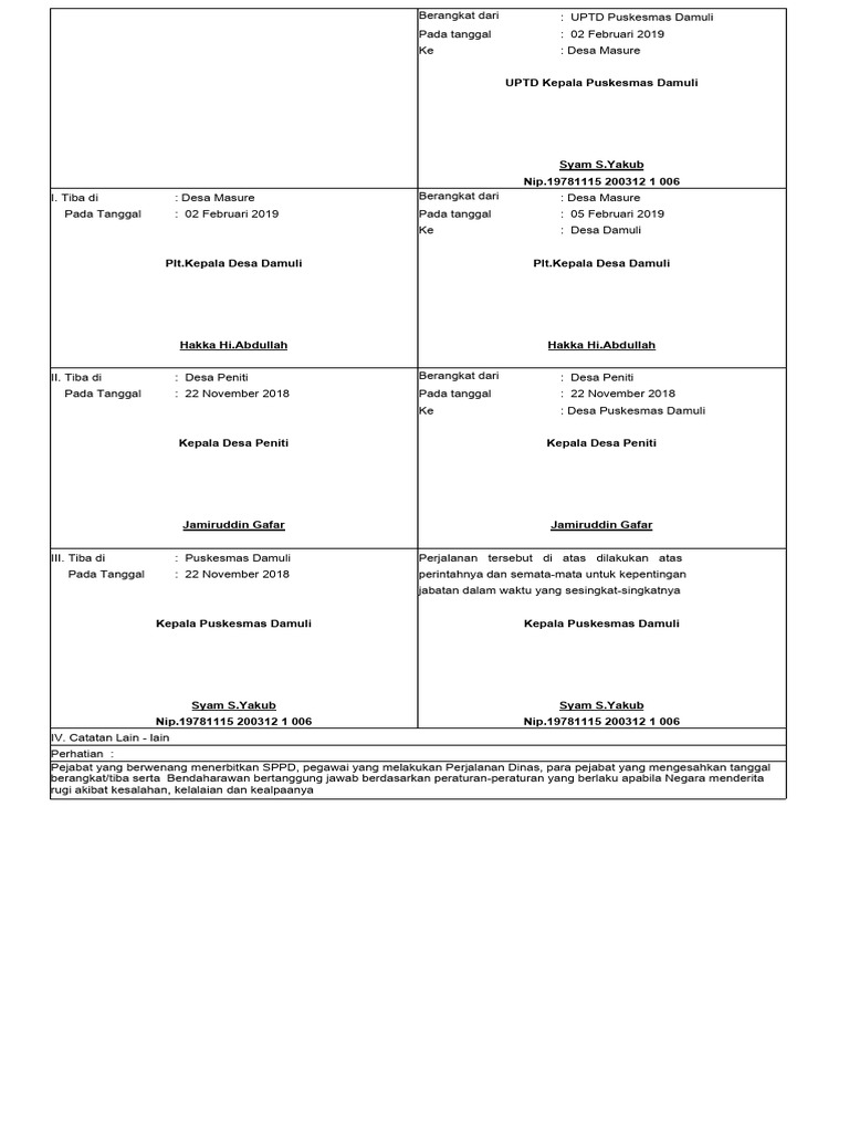 SPPD Lampiran 2018 November | PDF