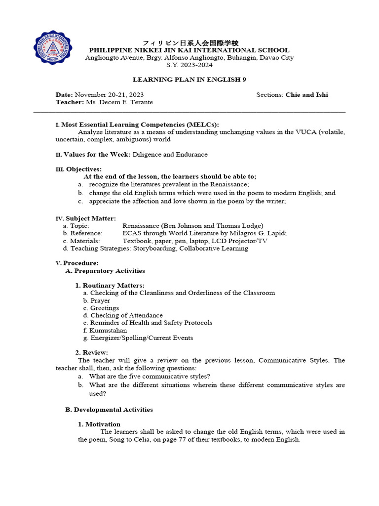 ENG9 W5 Renaissance Ben Johnson and Thomas Lodge | PDF | Thou