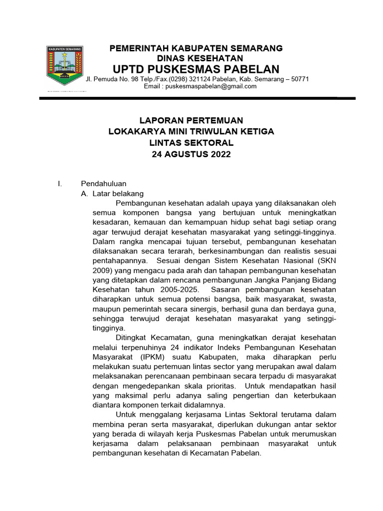 Laporan Hasil Lokmin Linsek Agustus 2022 | PDF