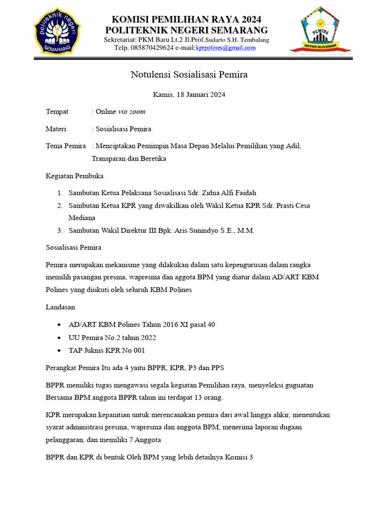 Notul Sosil Pemira 2024 Day 3 | PDF