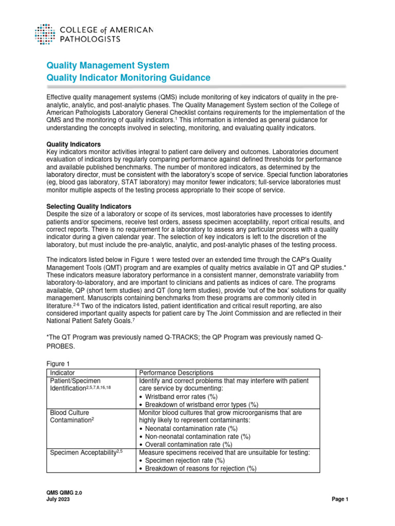 Quality Indicator Monitoring Guidance | PDF | Performance Indicator ...