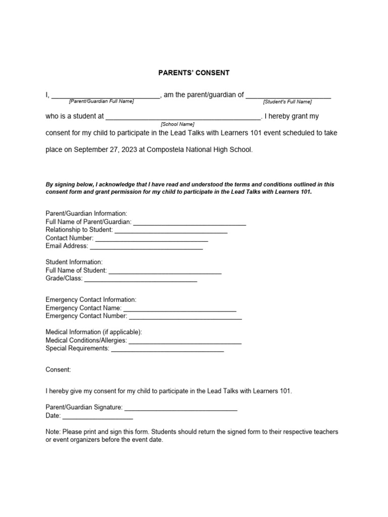 Parents Consent | PDF