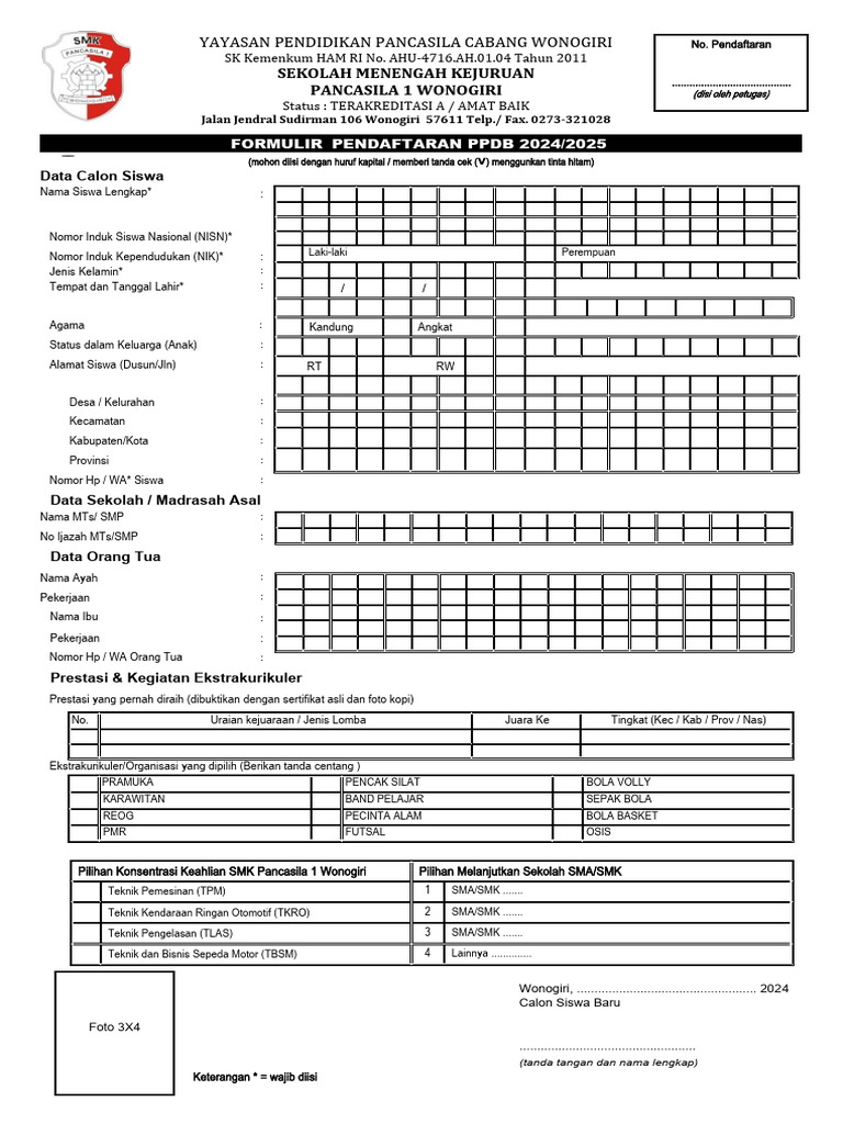 Formulir Pendaftaran PPDB 2425 | PDF