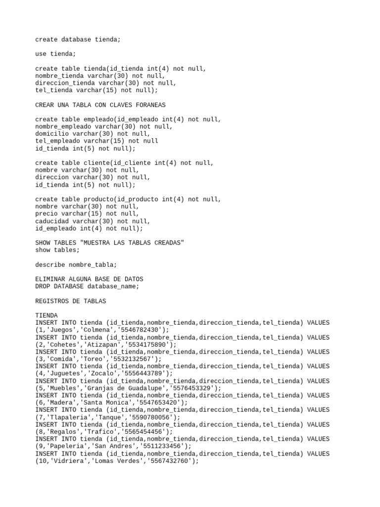 CREAR TABLAS CON SQL | PDF