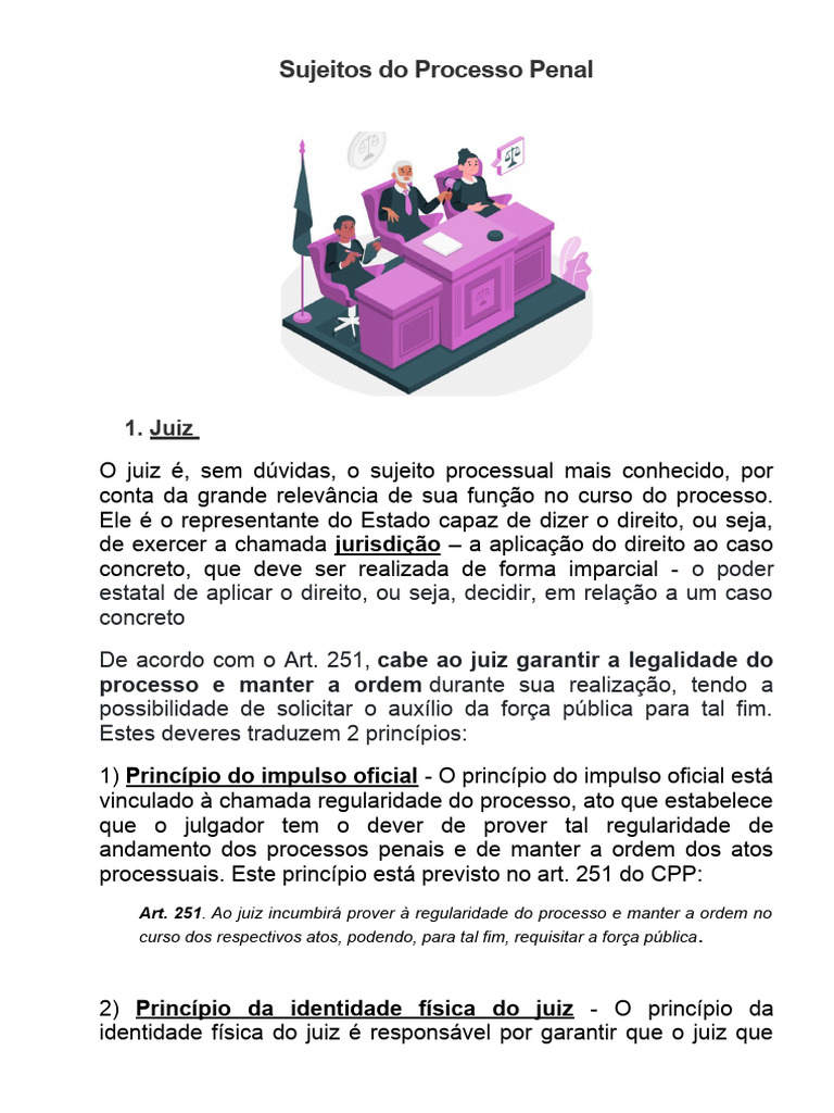 Cópia de Sujeitos Processuais-Apostila Resumida | PDF