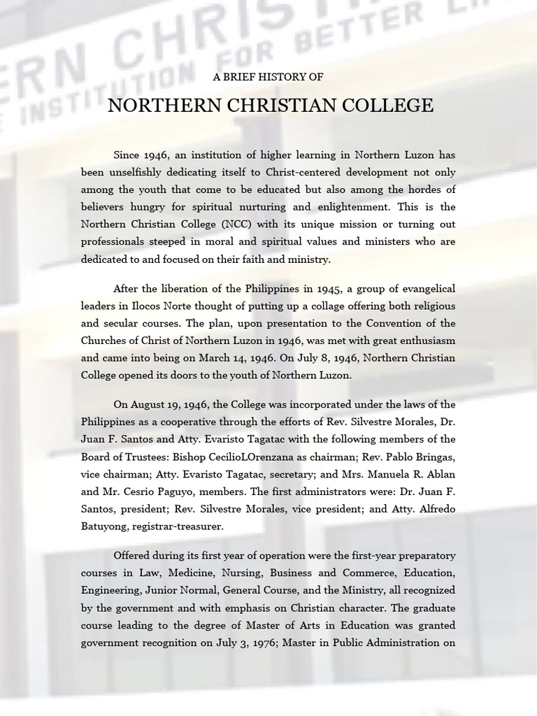 Brief History of Northern Christian College | PDF