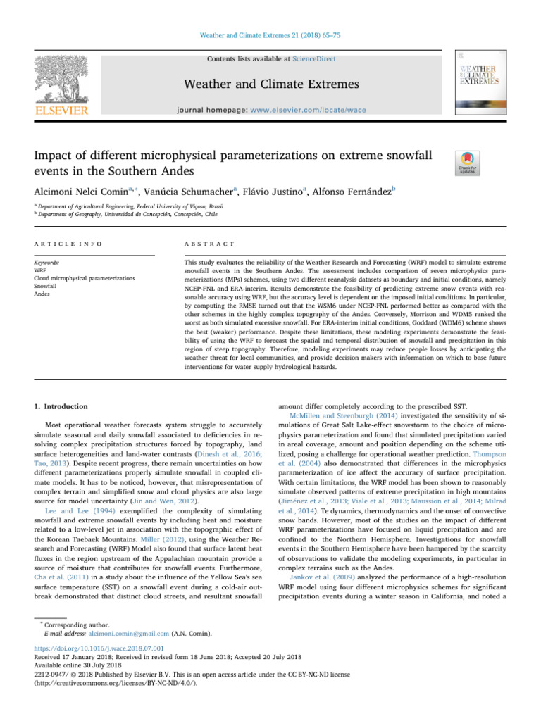 Impact of Different Microphysical Parameterization | PDF | Precipitation | Snow