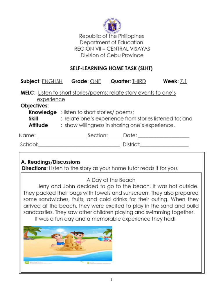 ARAGON Eng1 Q3 SLHT Lesson4.7 Week7.1 | PDF | Learning | Behavior ...