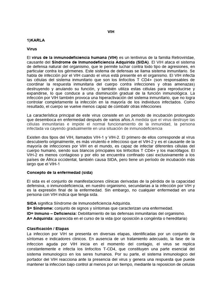 VIH: Etapas, Diagnóstico y Efectos | PDF | VIH | VIH / SIDA