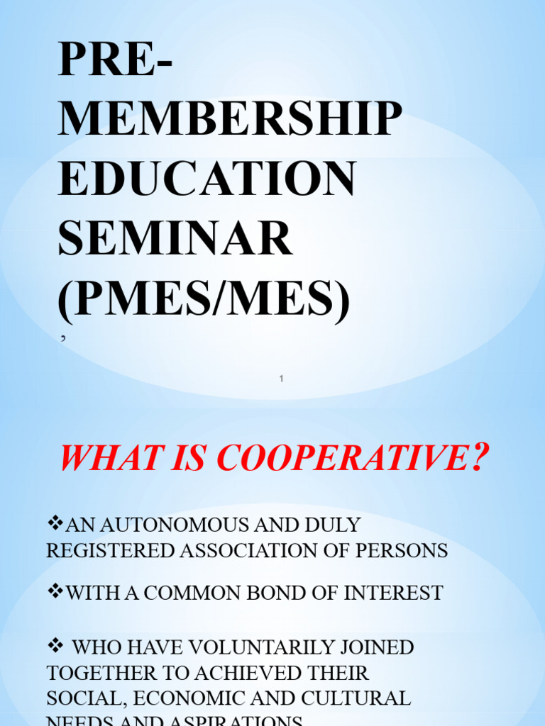 Pre-Membership Education Seminar (Pmes) | Download Free PDF | Cooperative | Dividend