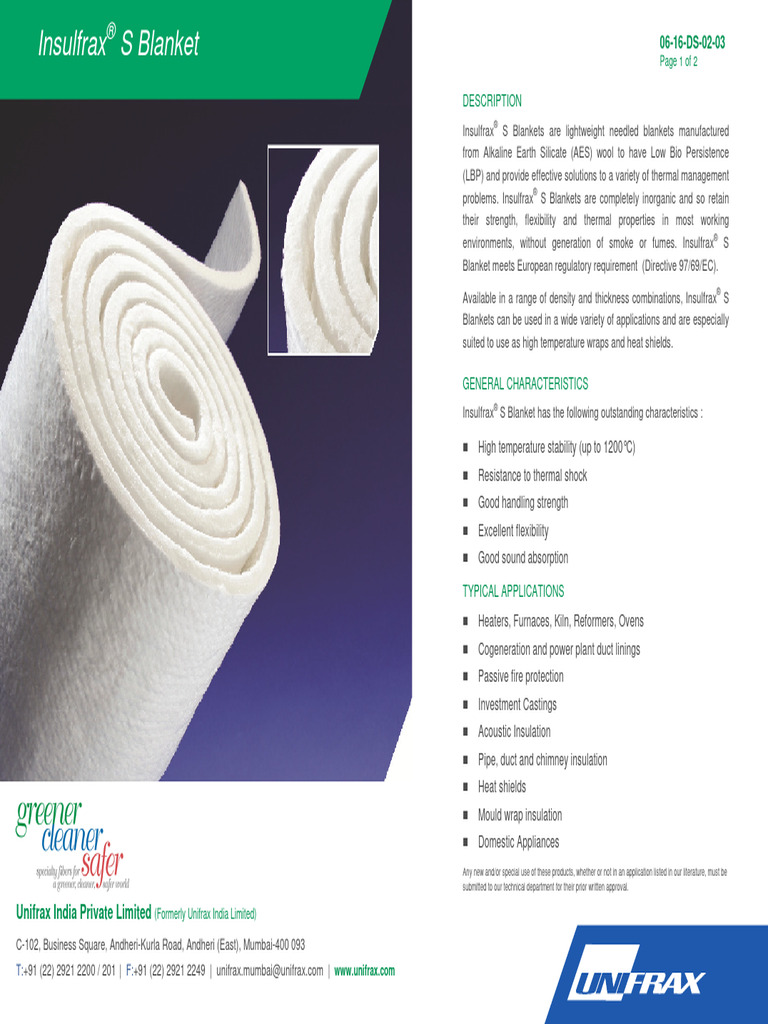 Data Sheet - Certificate - Uniflex Ceramic Fiber Blanket | PDF ...