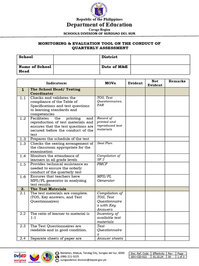 Monitoring Tool Quarterly Exam | Download Free PDF | Learning ...