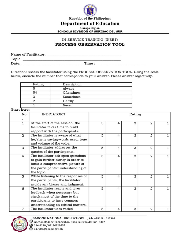 Process Observation Tool | PDF | Behavioural Sciences | Cognitive ...