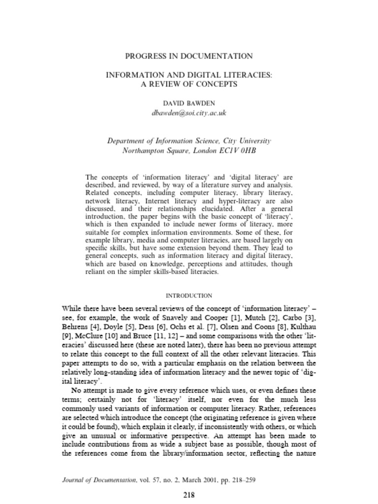 Information and Digital Literacies A Review of Concepts | PDF | Literacy | Information Literacy